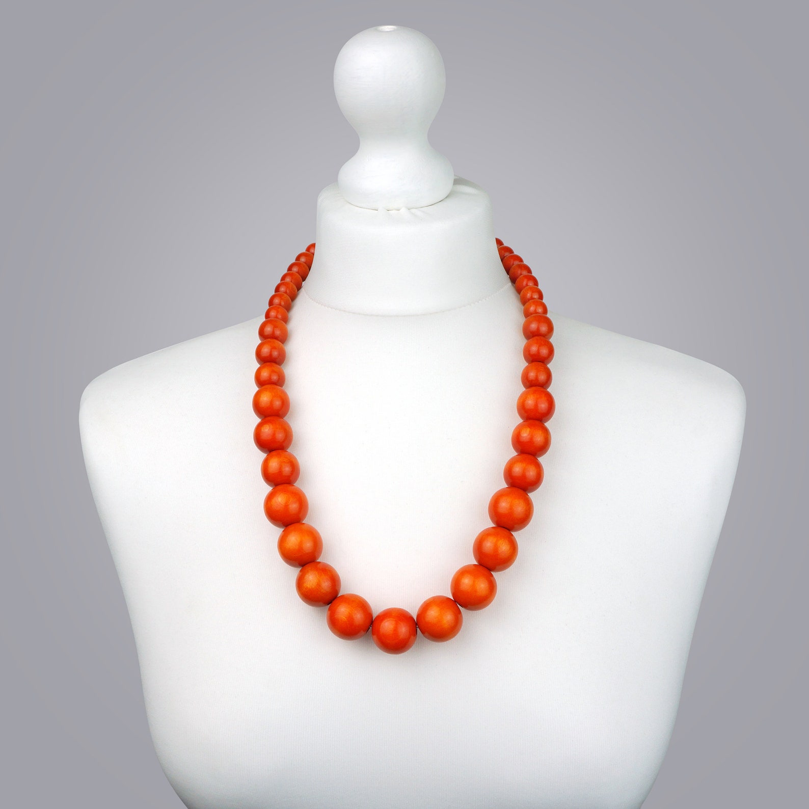 Orange Necklace Orange Beaded Necklace Long Chunky - Etsy UK