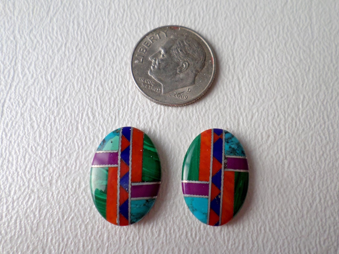 18x13mm Oval Gemstone Intarsia Inlay Cabochon, Clearance Destash ...