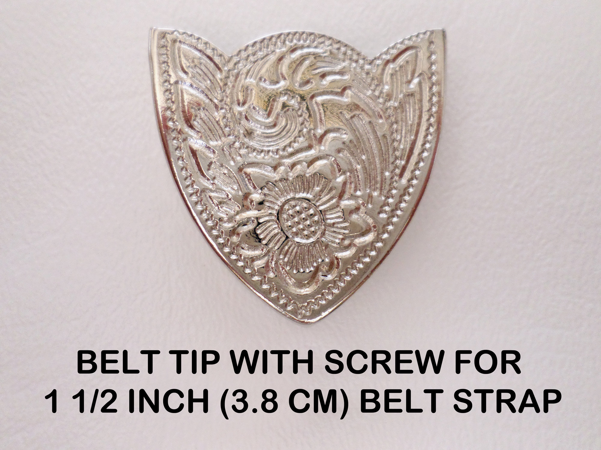 Belt Tip End for 1 1/2 Inch 3.8 Cm Belt, Nickel Plate Base Metal, Rose ...