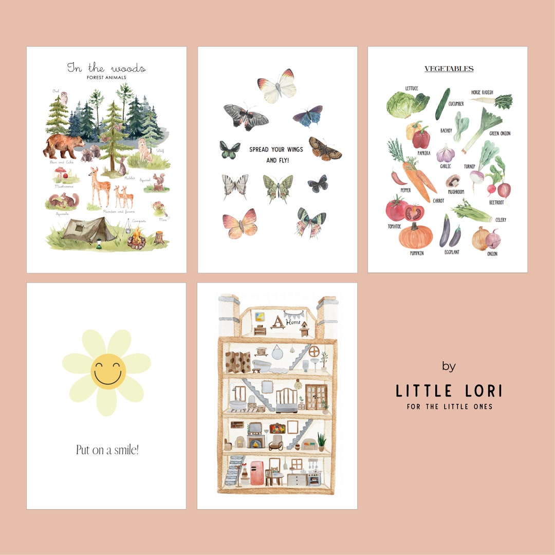 Downloadable Digital Posters for Kids Room A3 Size, 5 Posters in Pack ...