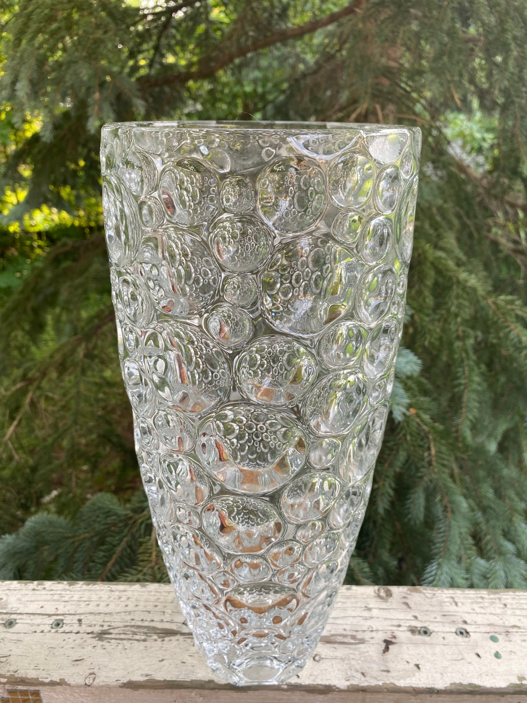Thousand Bubbles Art Glass Vase, Optic Bubbles Vase, Bohemian Czech ...