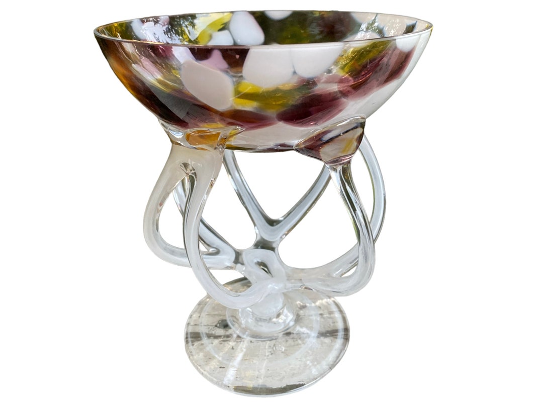 Jozefina Krosno Art Glass Purple, White and Yellow Handblown Bohemian ...