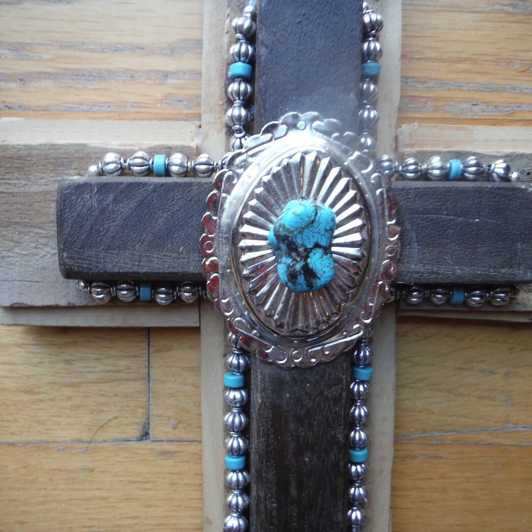 Beautiful Distressed Wood Cross on Barn Wood Embellished With ...