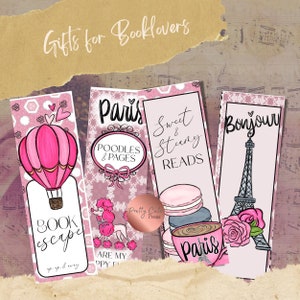 Printable Paris Lover Bookmark Cute Pink Parisian Themed Book Mark ...