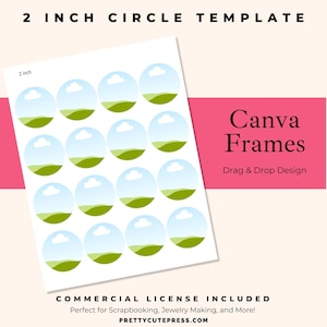 2" Circle Template Custom Canva Frame DIY Blank Round Collage Sheet for ...