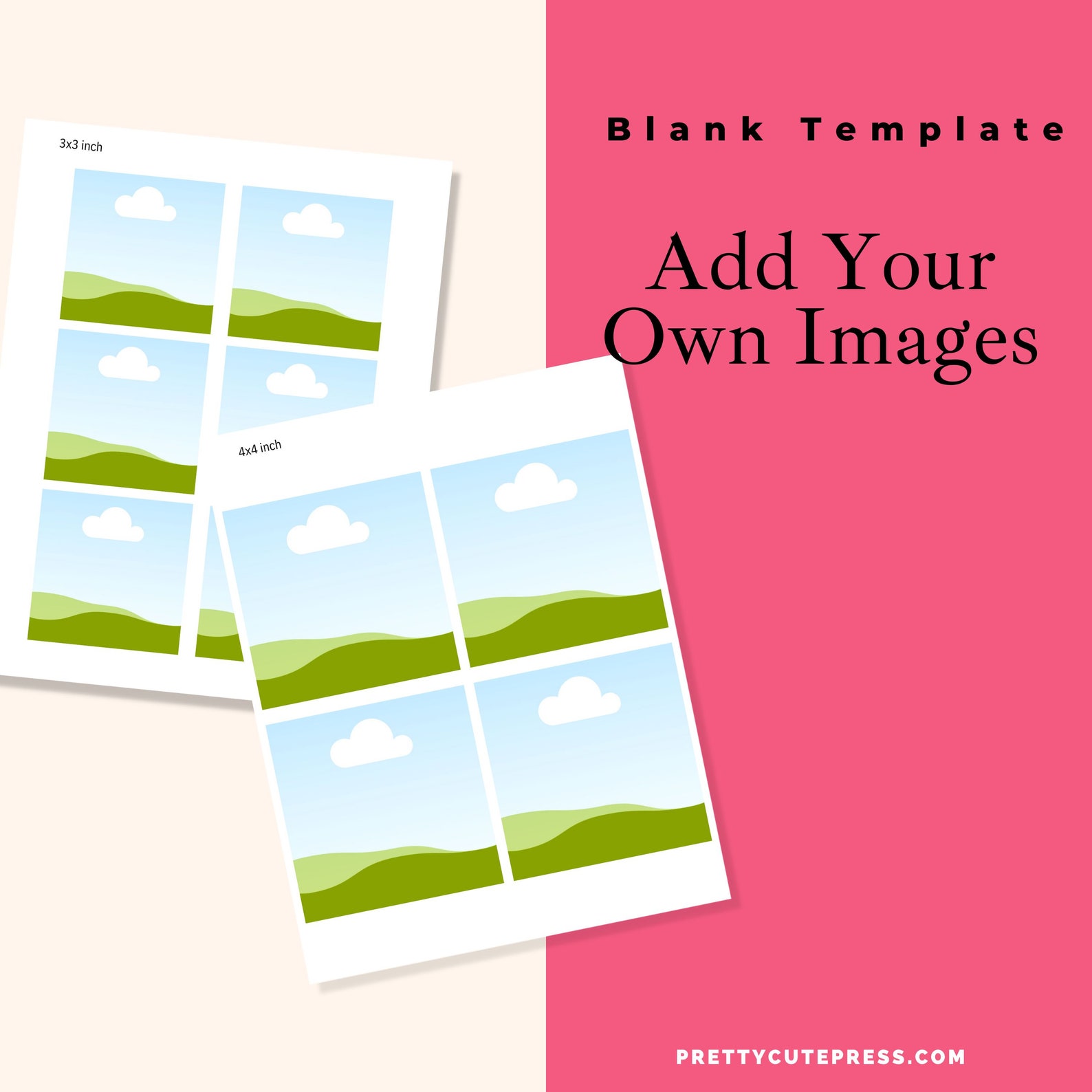 3x3 Inch Square Canva Tile Template Customizable Blank Frame for Easy ...