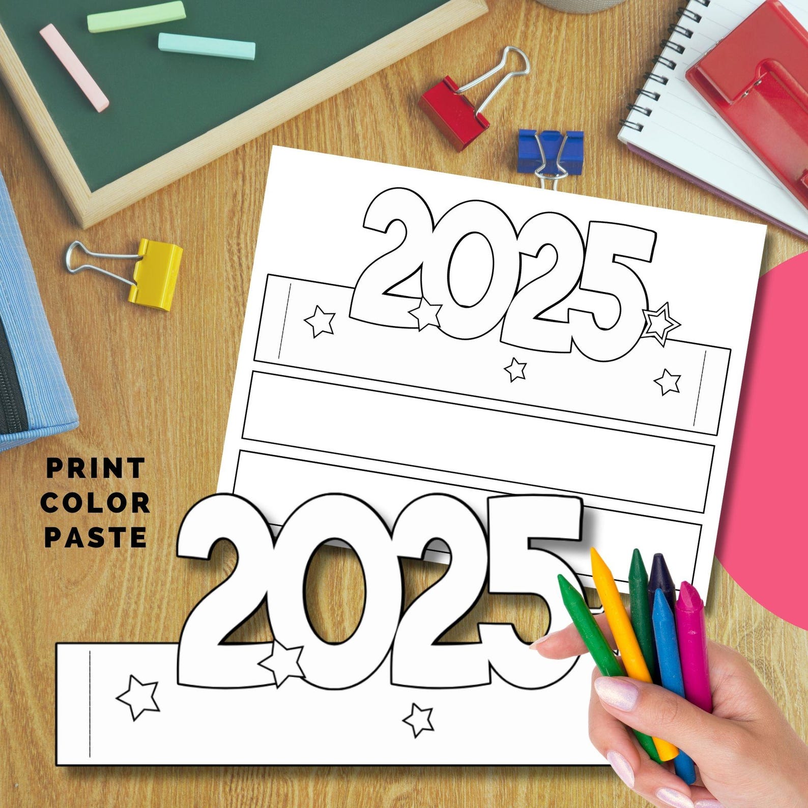 New Year's Paper Crown - Cut and Color Headband Craft Activity for Kids ...