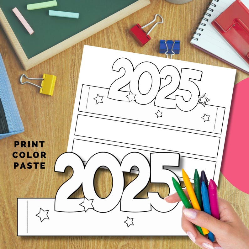 New Year's Paper Crown - Cut and Color Headband Craft Activity for Kids ...