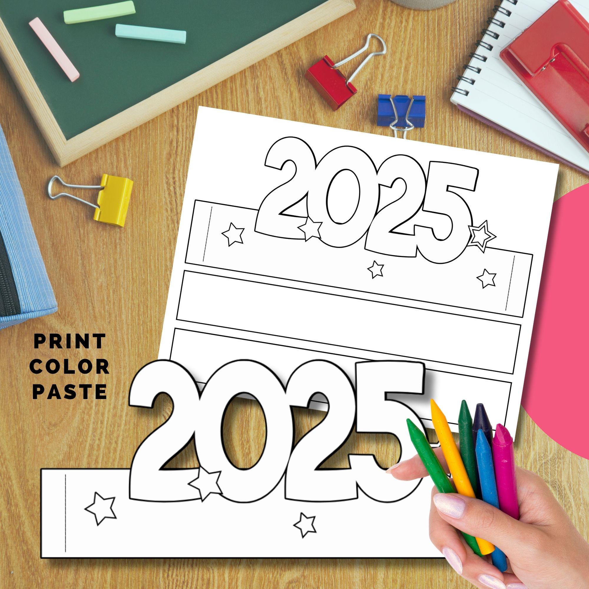 New Year's Paper Crown - Cut and Color Headband Craft Activity for Kids ...