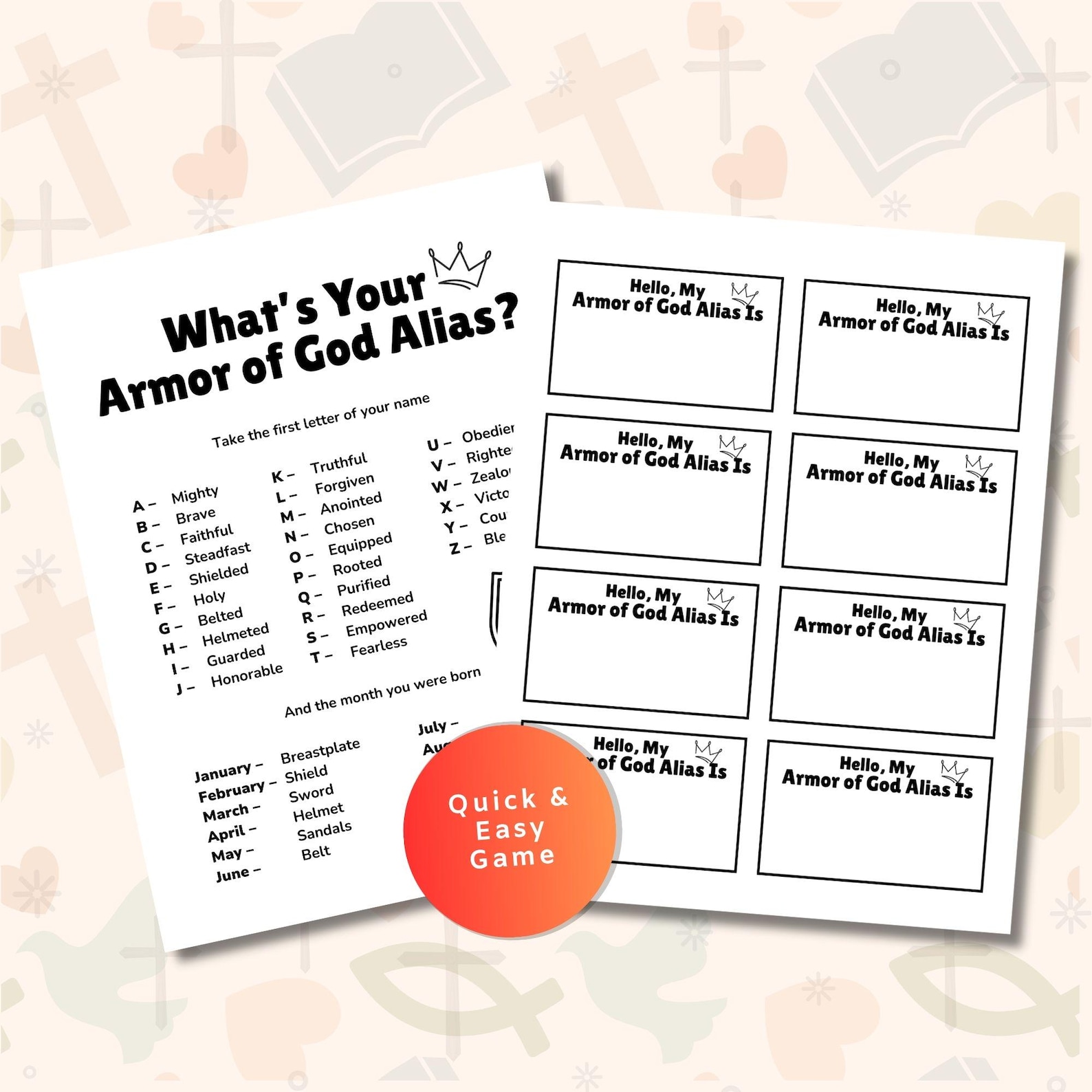 What’s Your Armor of God Name Game + Name Tags Stickers – Fun Christian ...