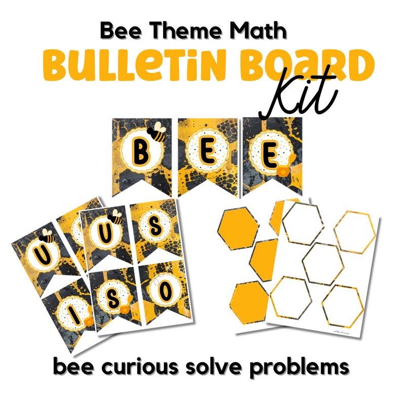 Bee Theme Math Bulletin Board Printable Kit for Classroom Decor Fun ...