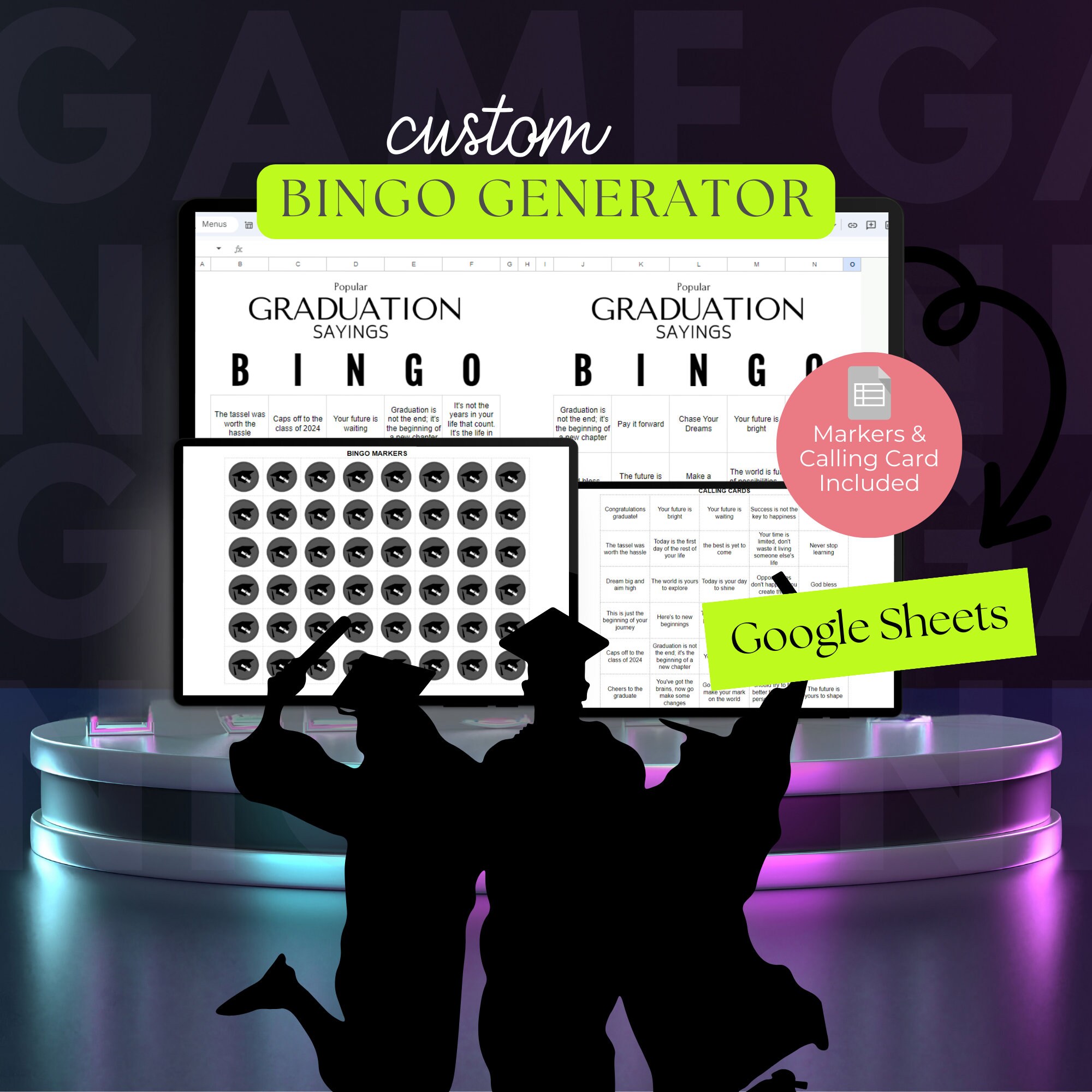 Graduation Bingo Card Generator, DIY Popular Sayings Bingo Game ...