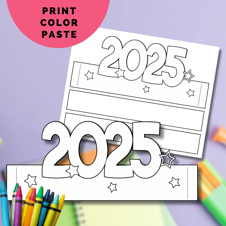 New Year's Paper Crown - Cut and Color Headband Craft Activity for Kids ...