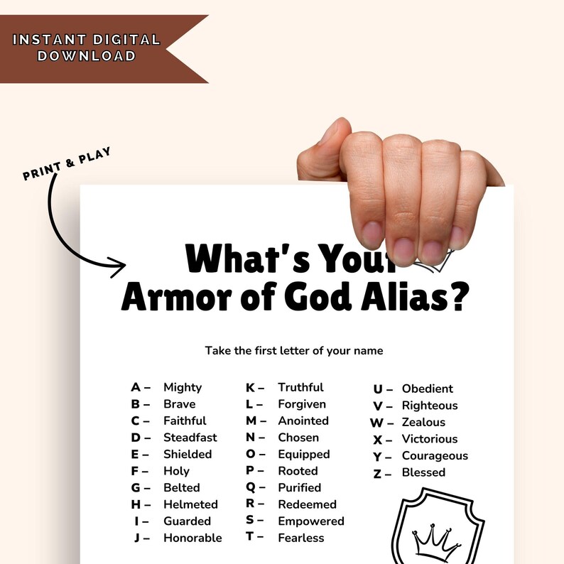 What’s Your Armor of God Name Game + Name Tags Stickers – Fun Christian ...