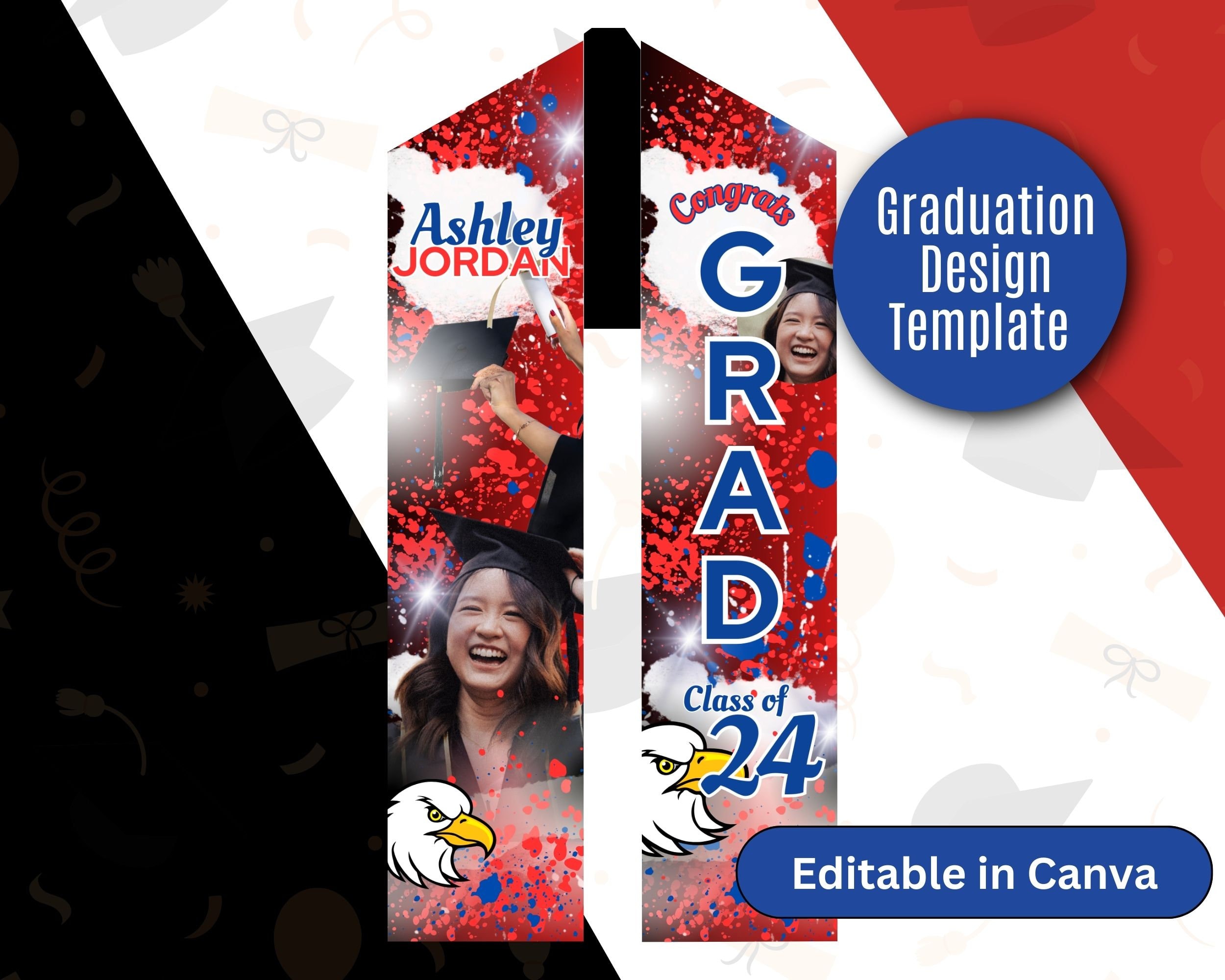 Graduation Stole Canva Editable Design Template Customizable Art File ...