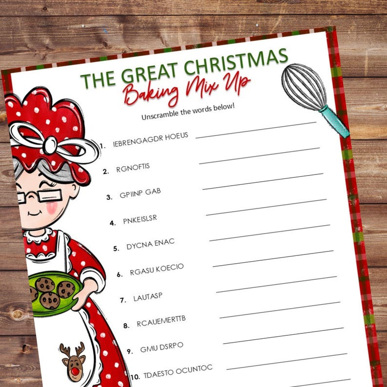 Christmas Cookie Word Scramble, Easy Cookie Exchange Game, Fun Holiday ...