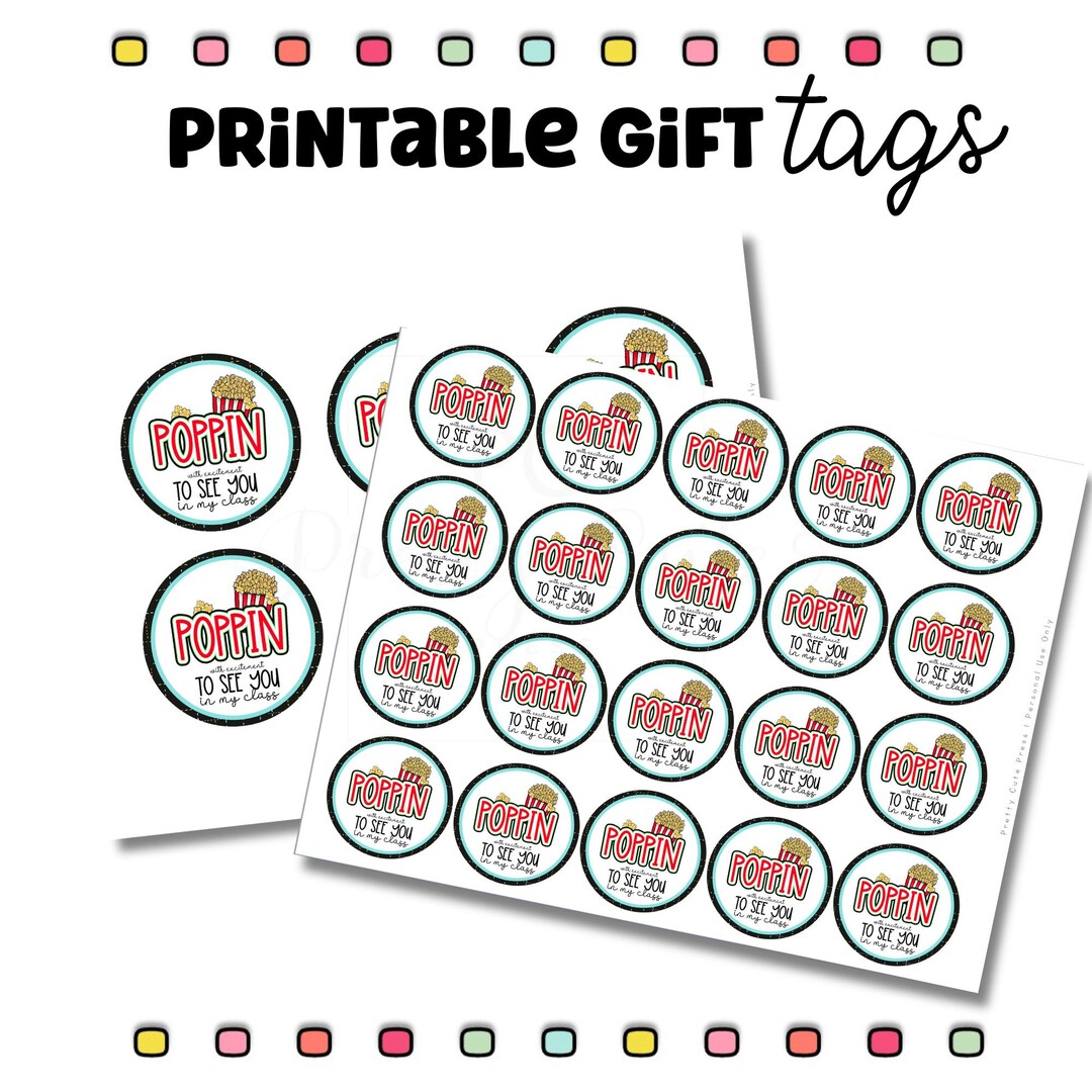 Back to School Goodie Bag Stickers, Poppin With Excitement Round Snack ...