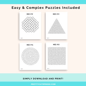 Maze Puzzle Printable for Adults and Teens, Variety Pack of Mazes ...
