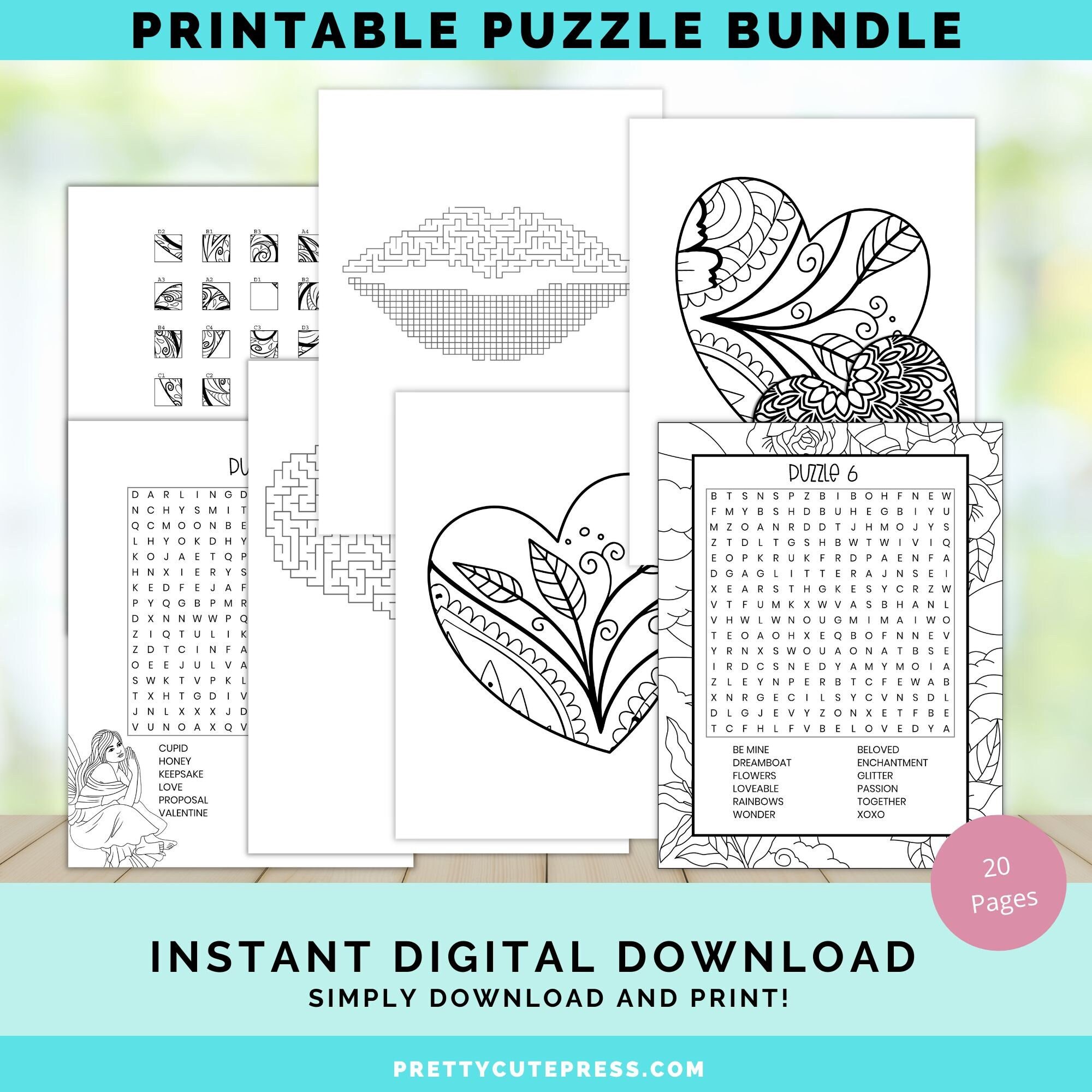 Activity Sheets Printable Brain Games Bundle of Mazes, Word Search ...