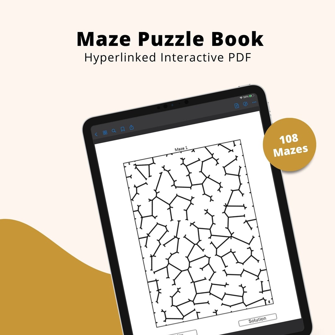 Maze Puzzles Interactive Game Book for Kindle Scribe, Goodnotes, and ...