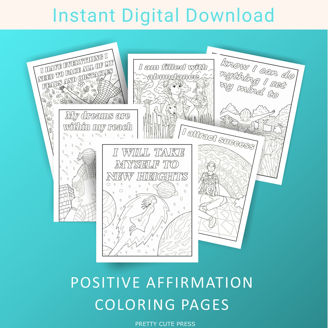 Positive Affirmations Coloring Pages for Tweens and Teens, Healthy ...