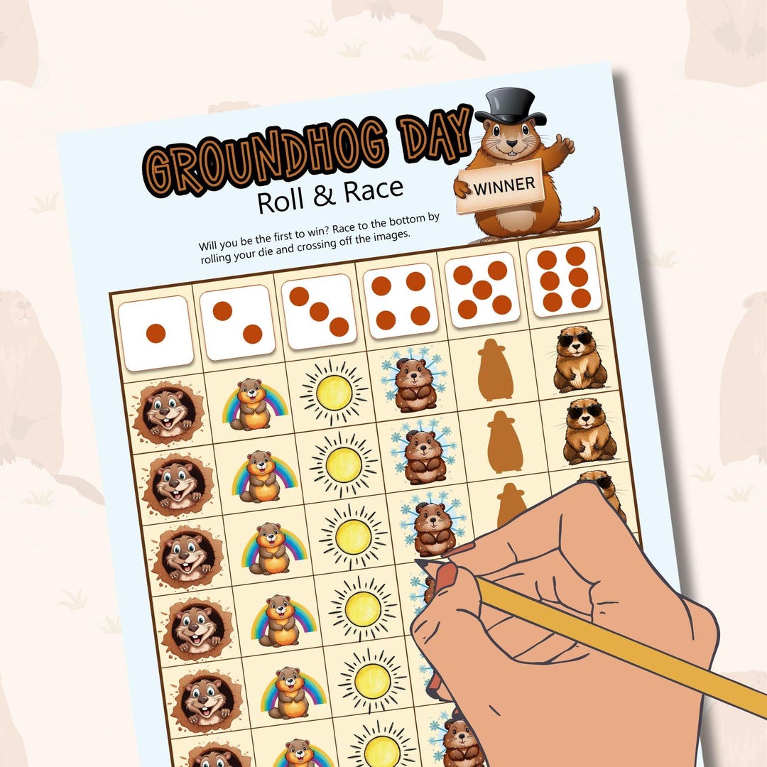 Groundhog Day Roll and Race Dice Game, Quick and Simple Fun Activity ...
