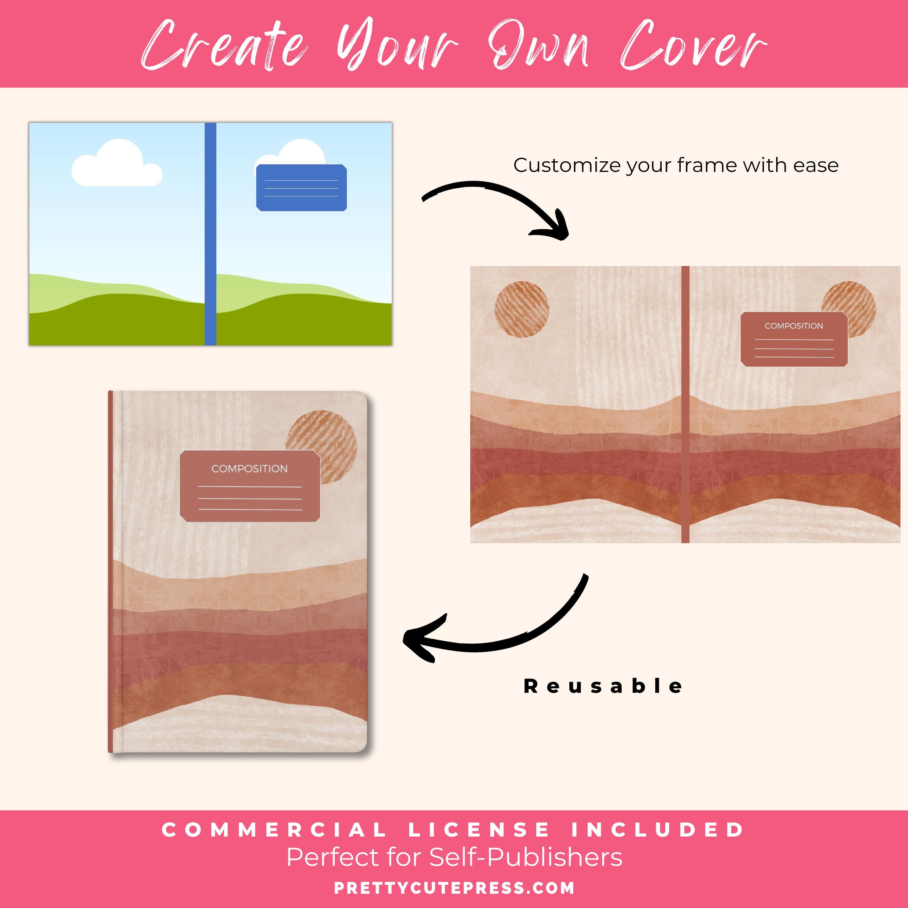 KDP Cover Creator Custom Drag and Drop Canva Frame Template 7.5x9.25 ...