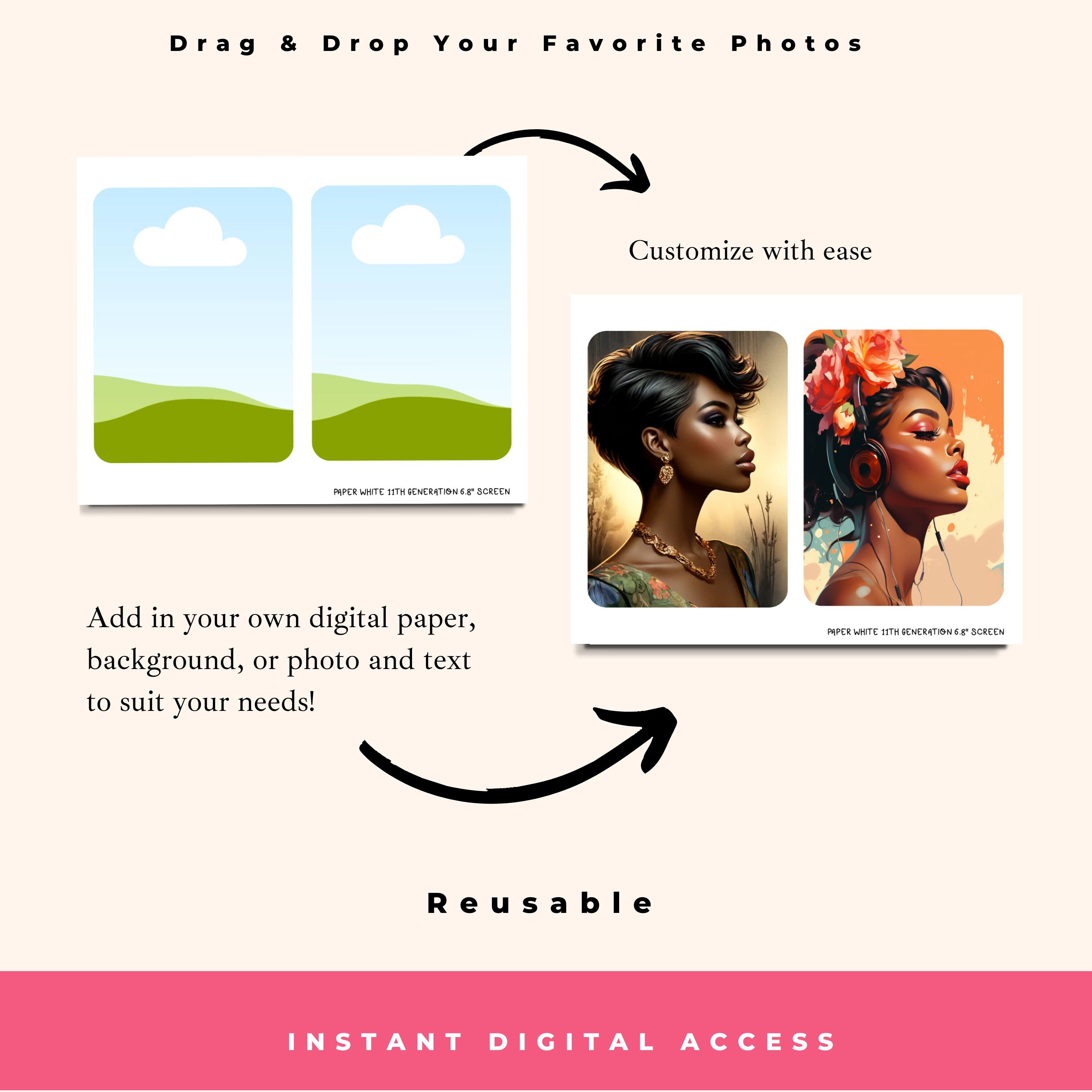 Printable Kobo Clara 2E Ereader Case Insert Template Custom Canva Frame ...