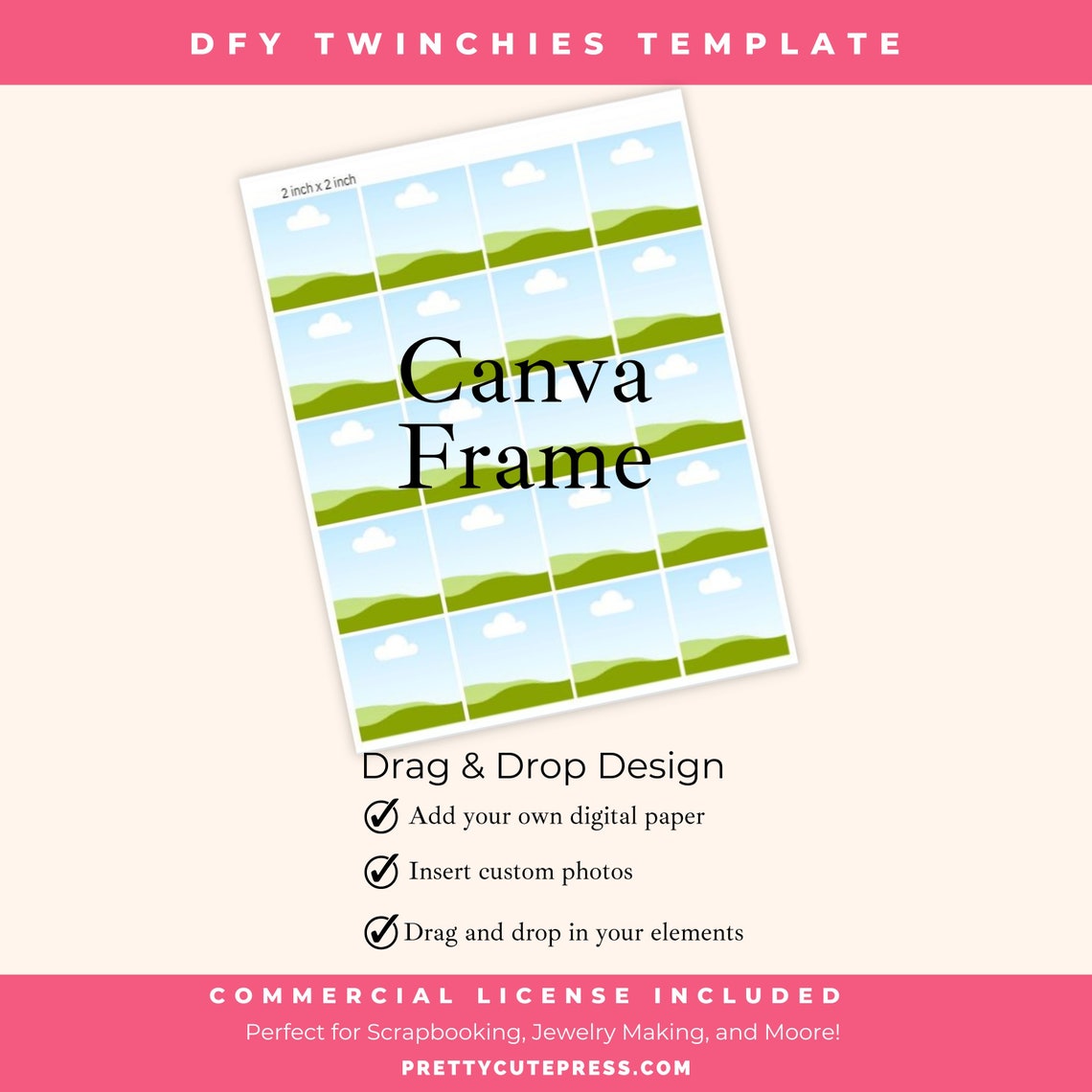 2x2 Square Tile Template, Twinchies Canva Frame, Drag and Drop Your ...