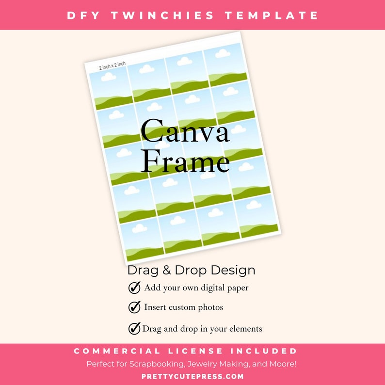 2x2 Square Tile Template, Twinchies Canva Frame, Drag and Drop Your ...