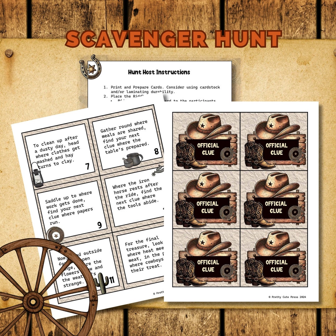 Scavenger Hunt Western Themed Around the House Treasure Hunt With ...