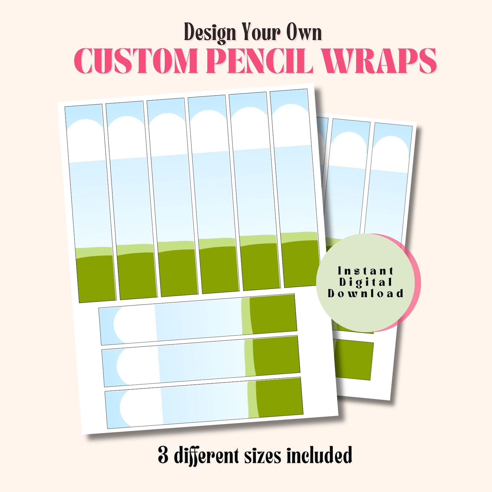 Pencil Wrap Template Canva Bundle - Editable Pencil Label Design for ...