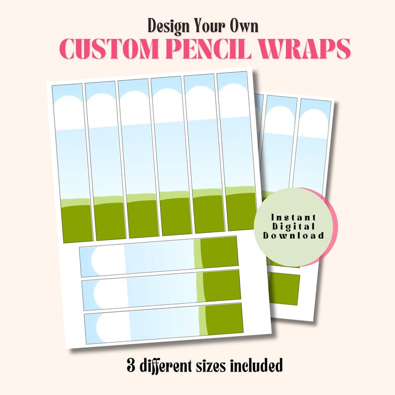 Pencil Wrap Template Canva Bundle - Editable Pencil Label Design for ...