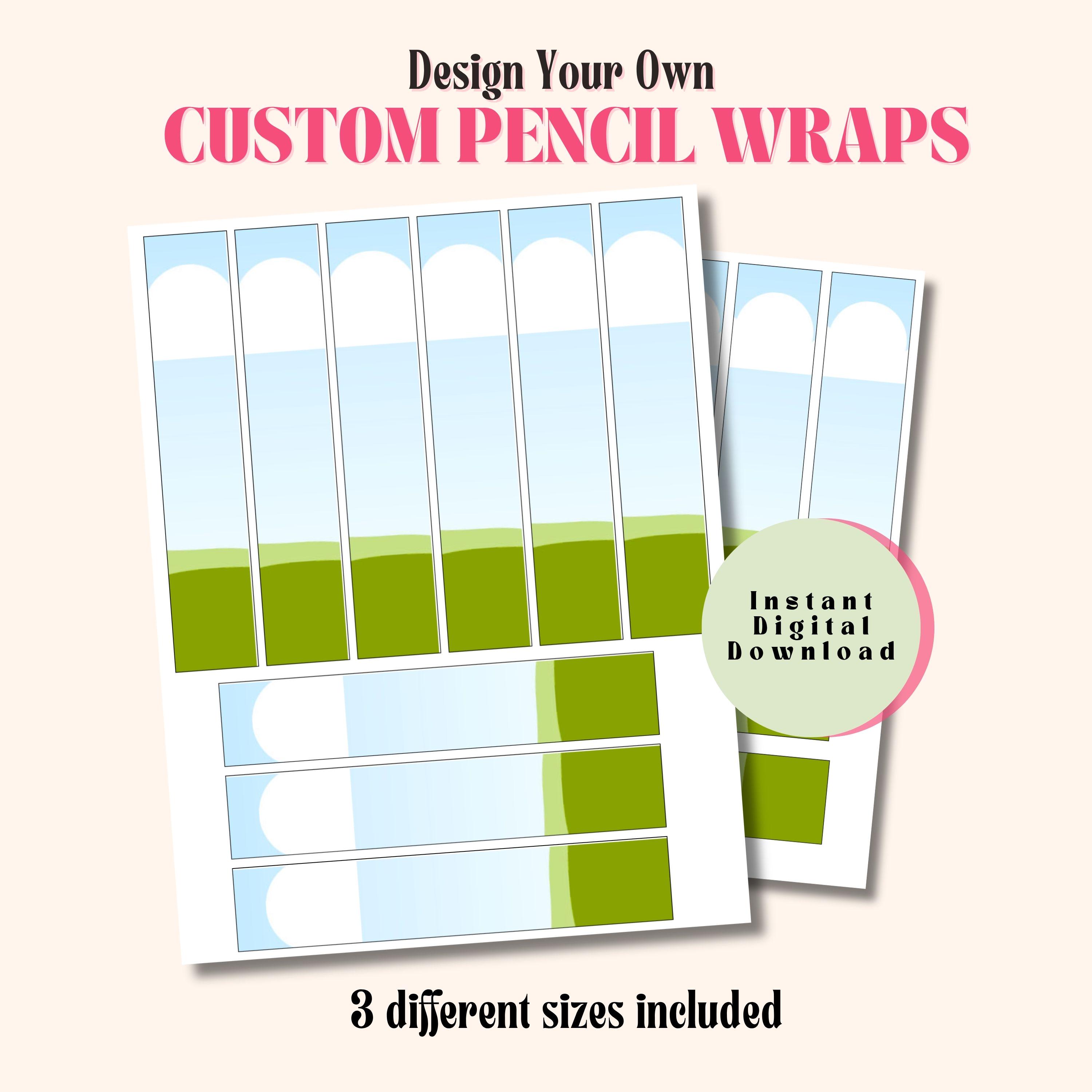 Pencil Wrap Template Canva Bundle - Editable Pencil Label Design for ...