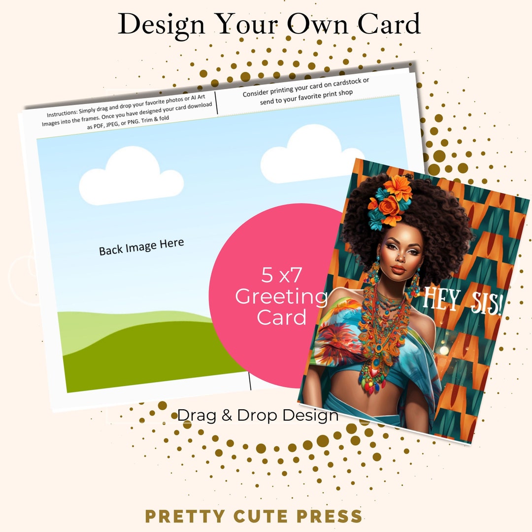 Greeting Card Template Custom Canva Frame DIY 5x7 Inch Foldable Cards ...