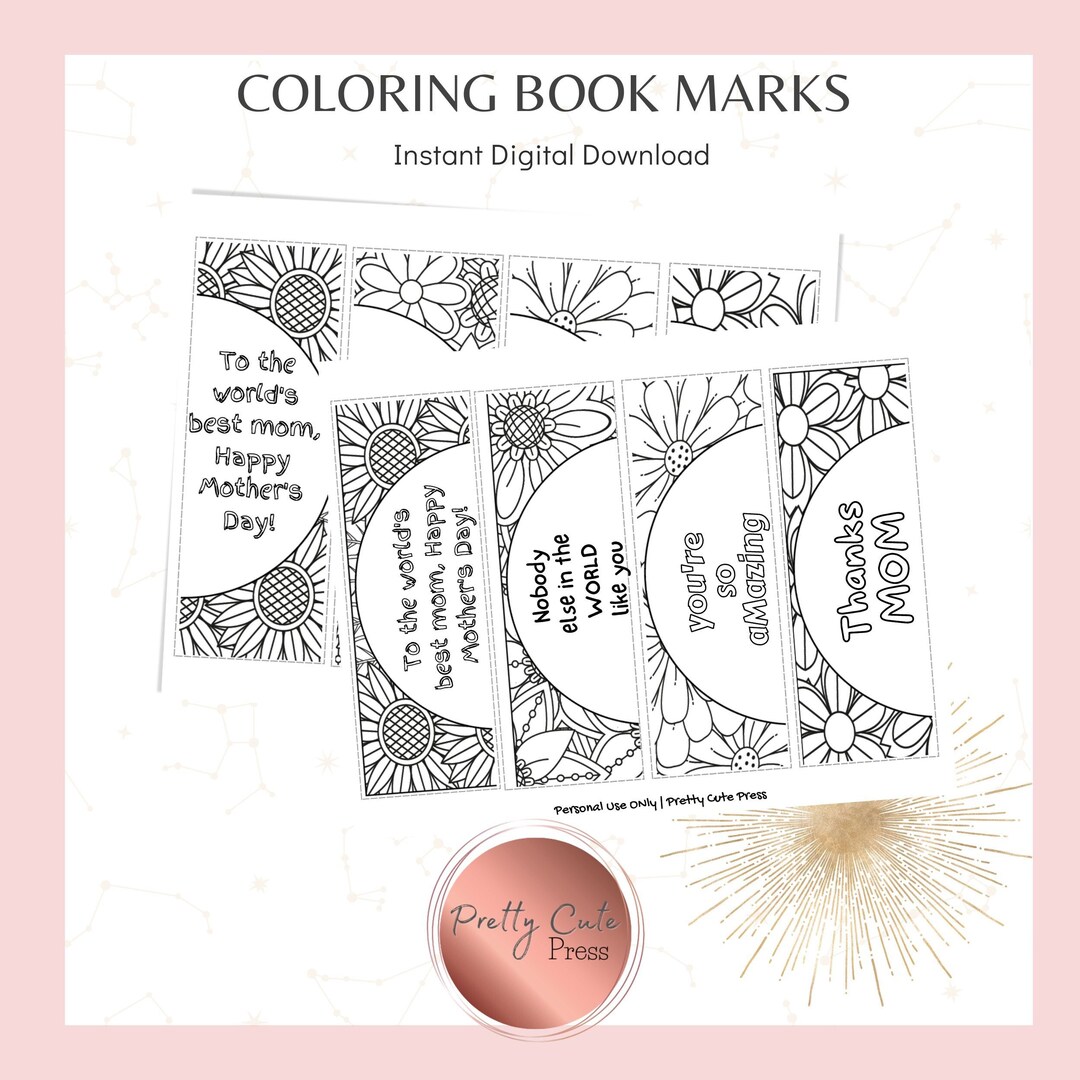 Colorable Bookmarks Mother's Day Printable Gift From Children, Thanks ...