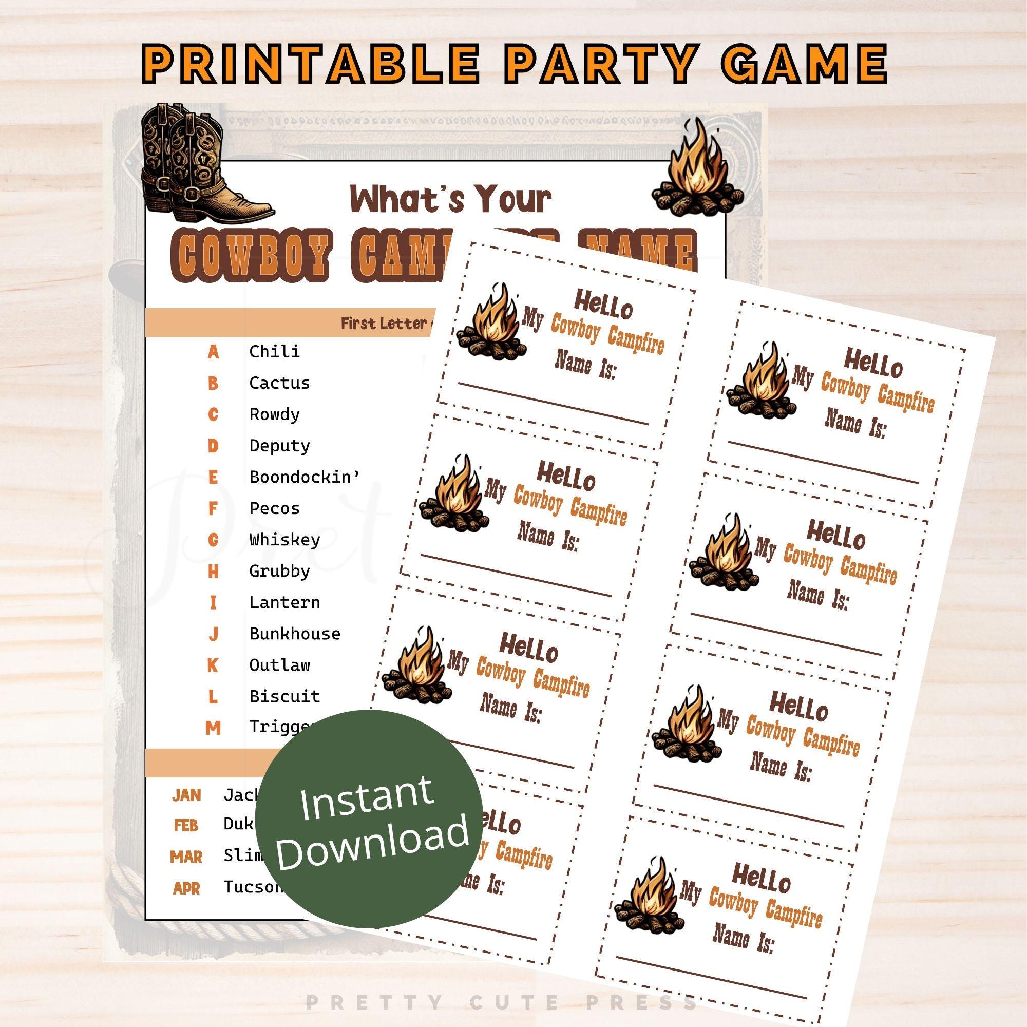 What's Your Cowboy Name Game With Name Tags – Western Rodeo Party ...