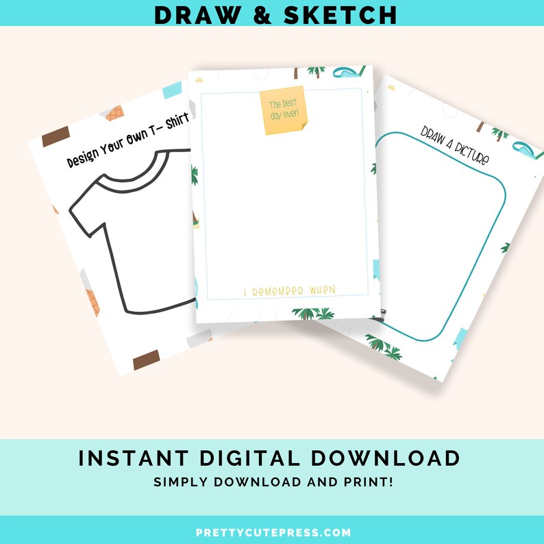 Kids Summer Journal, Printable Summer Break Journaling Pages, Children ...