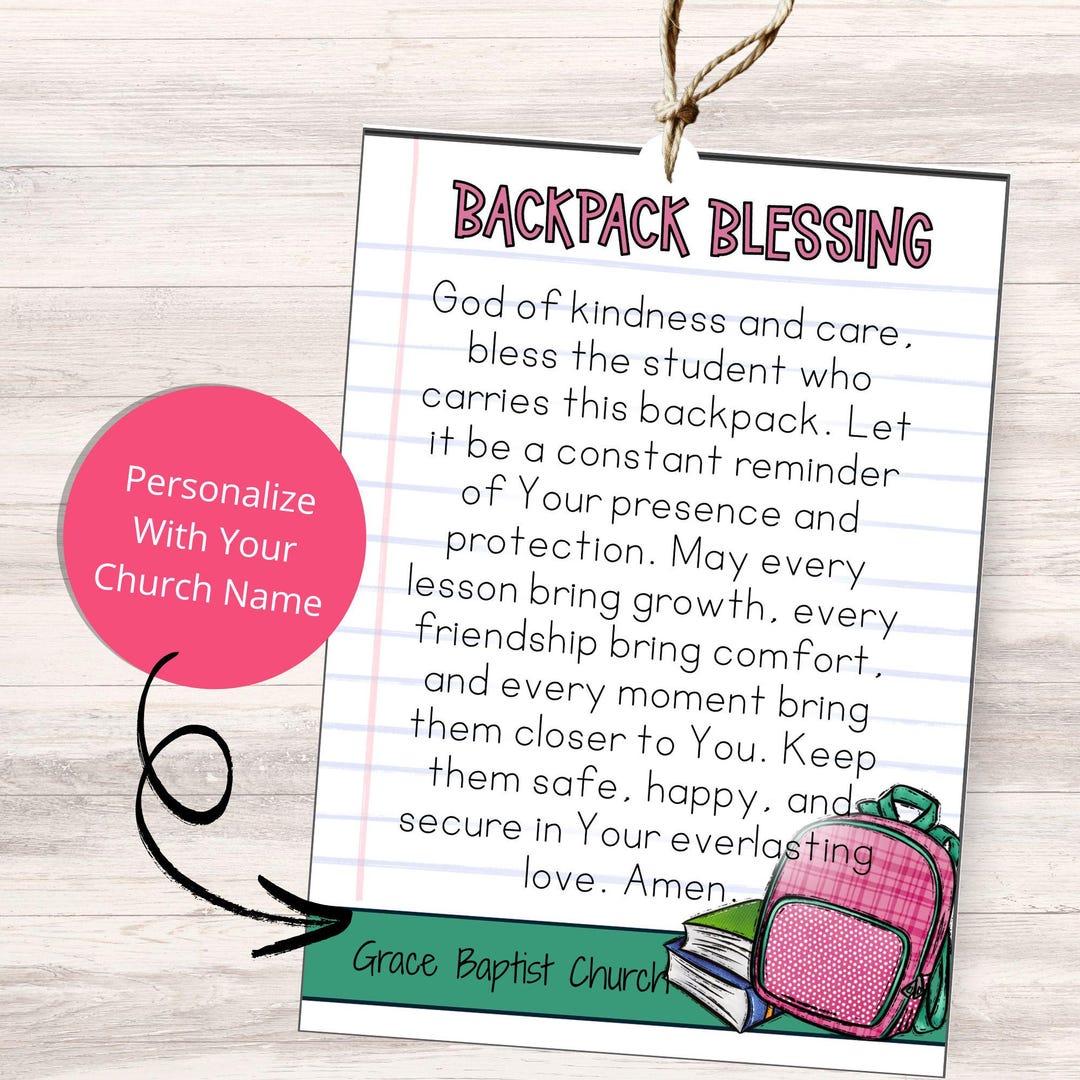 Backpack Blessing Tags for Students Back to School Prayer Gift, Church ...