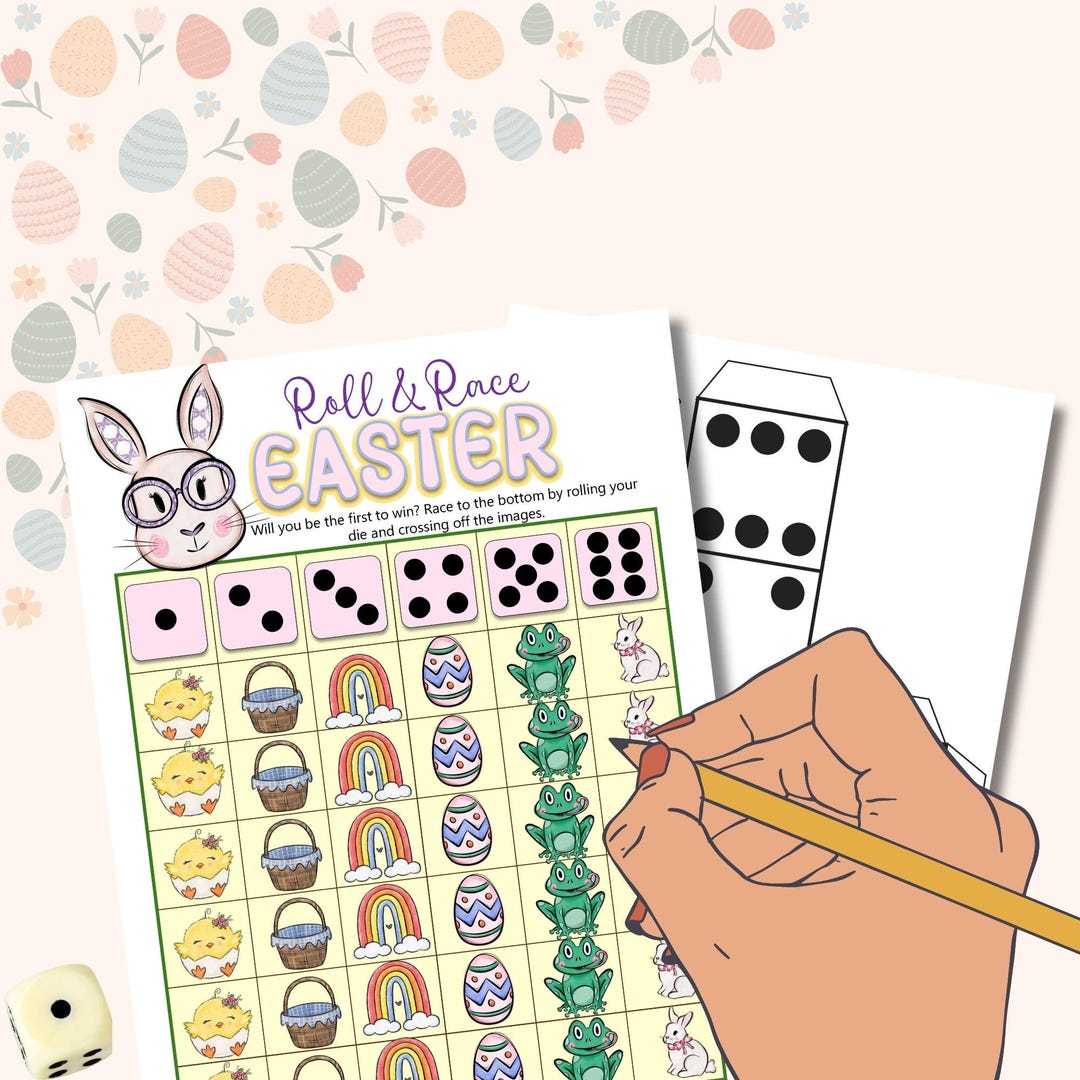 Roll and Race Dice Game, Fun Print and Play Easter Activity for ...