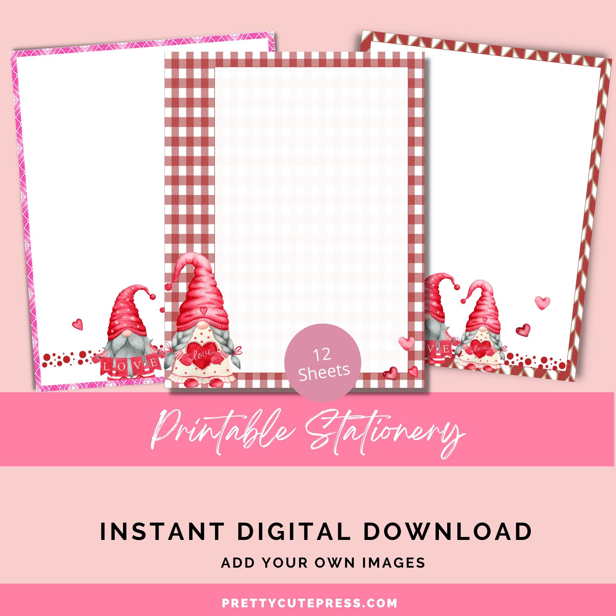 Gnomes Printable Stationery Bundle, Letter Writing Paper Sheets Set ...