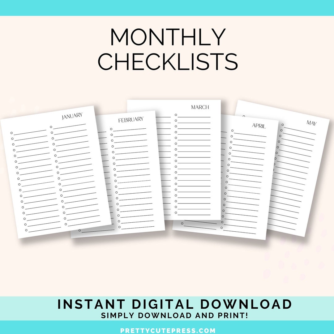 Blank Checklist Fillable Log to Track Your Monthly To-do List Print at ...