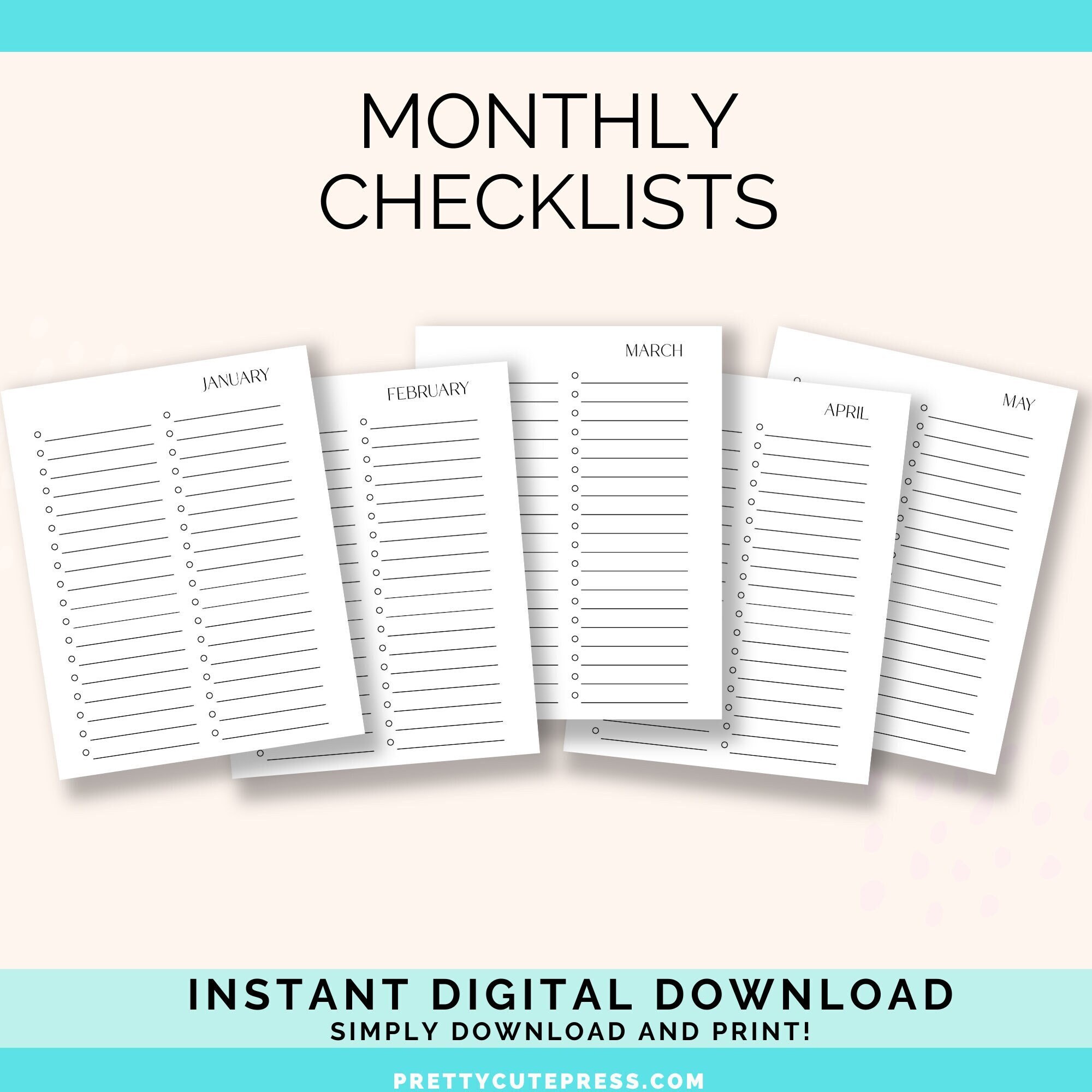 Blank Checklist Fillable Log to Track Your Monthly To-do List Print at ...