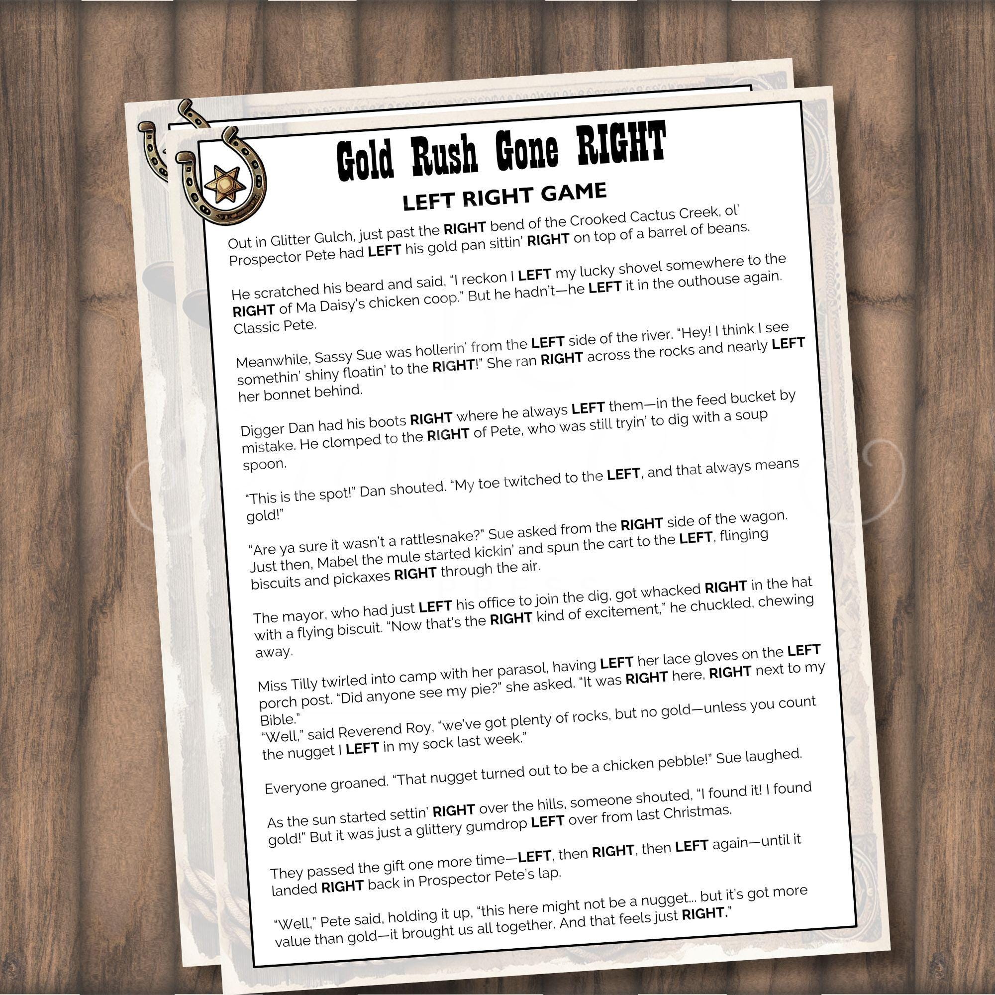 Western Left Right Game – Funny Cowboy Party Game for Groups ...