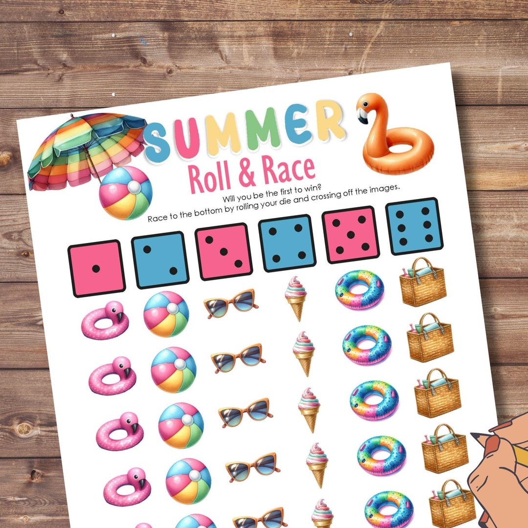 Summer Roll & Race Printable Game | No Prep Dice Game for Kids, Adults ...