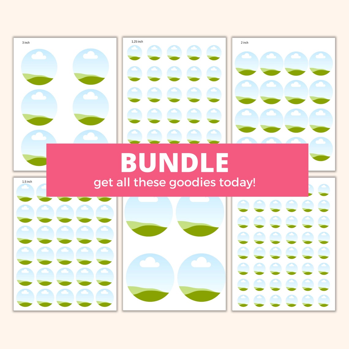 3 Round Circle Template Custom Canva Frame DIY Blank Collage Sheet for ...