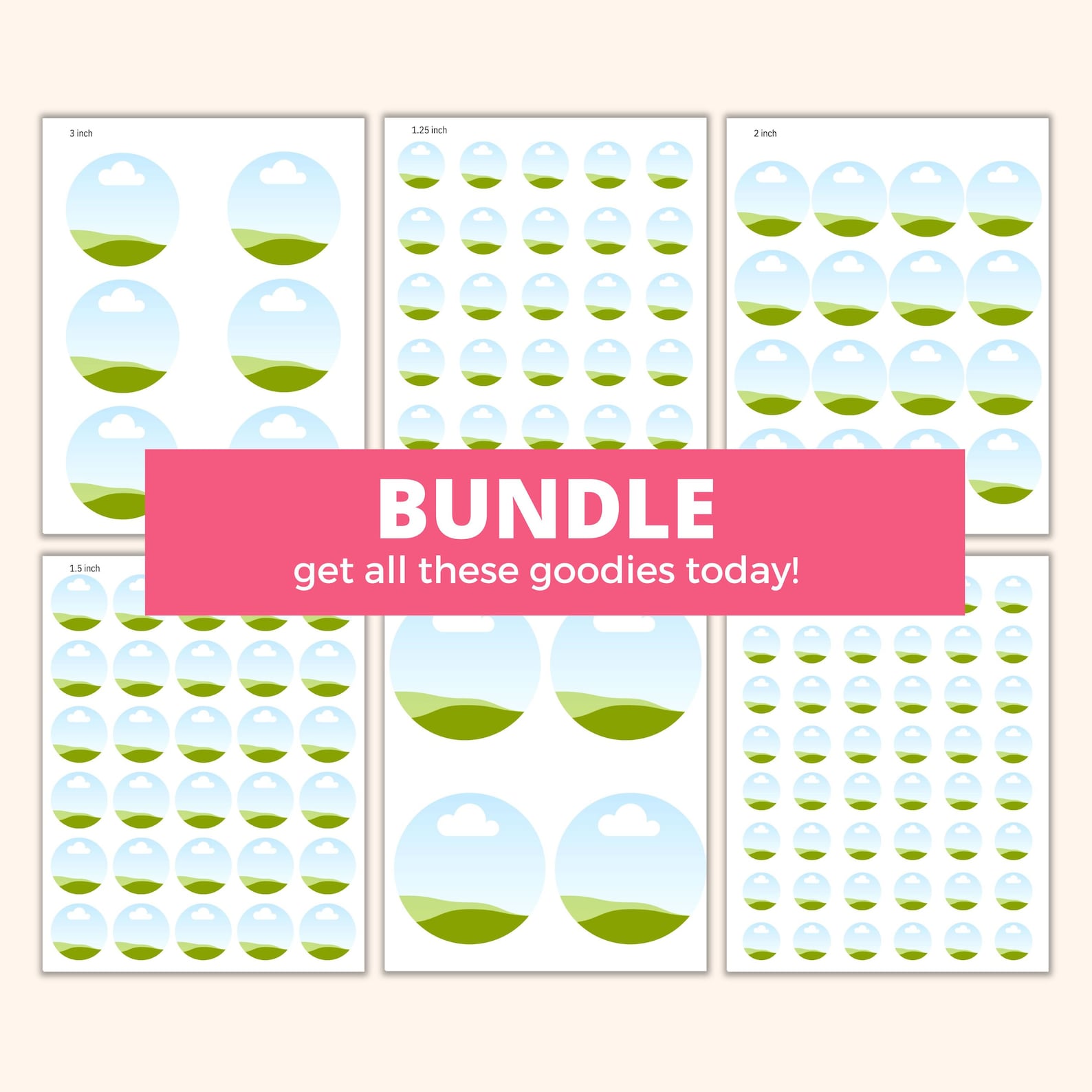 3 Round Circle Template Custom Canva Frame DIY Blank Collage Sheet for ...