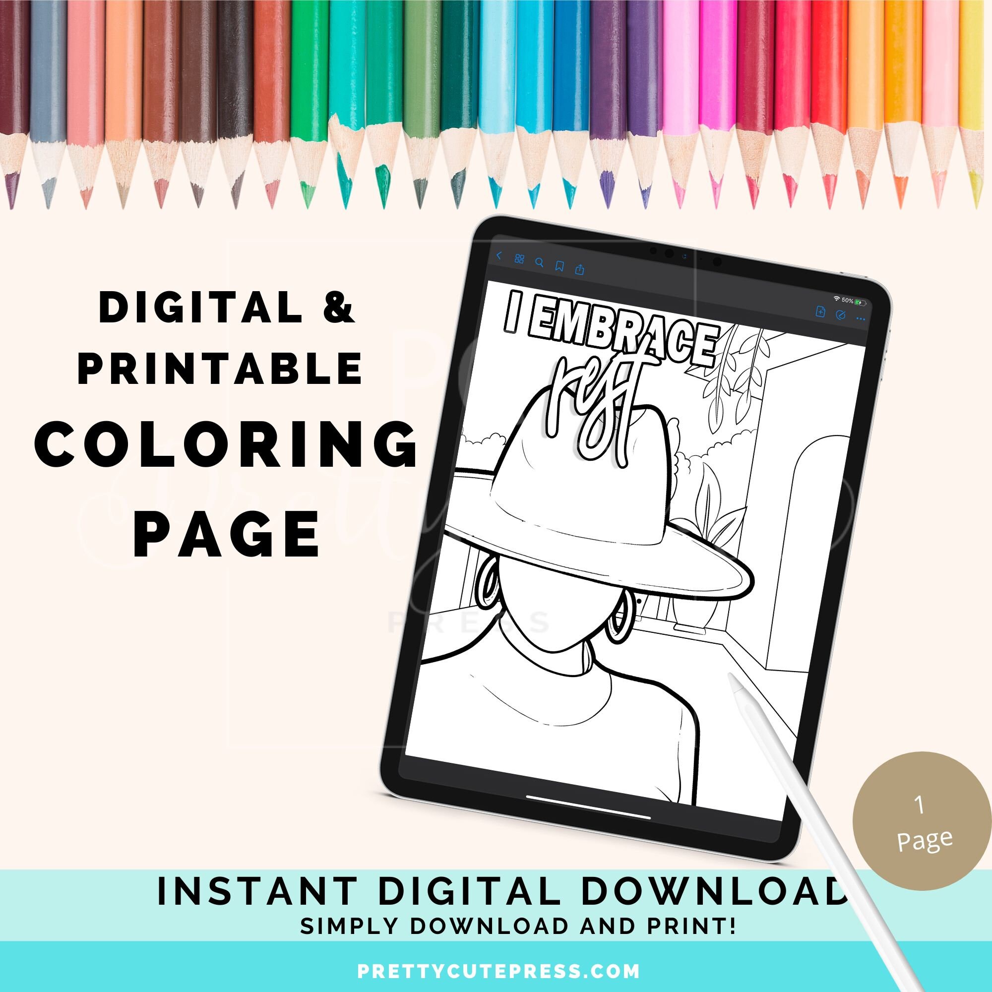 Printable and Digital Coloring Sheet Positive Affirmation - Etsy