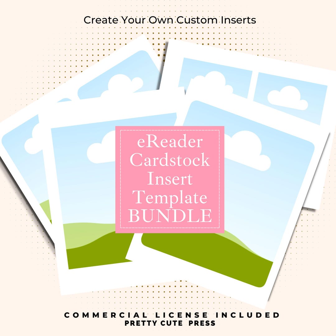 Ereader Cardstock Insert Template Canva Editable Frame Bundle for ...