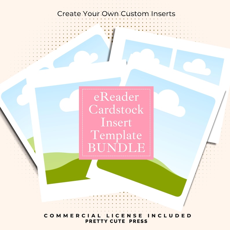 Ereader Cardstock Insert Template Canva Editable Frame Bundle for ...